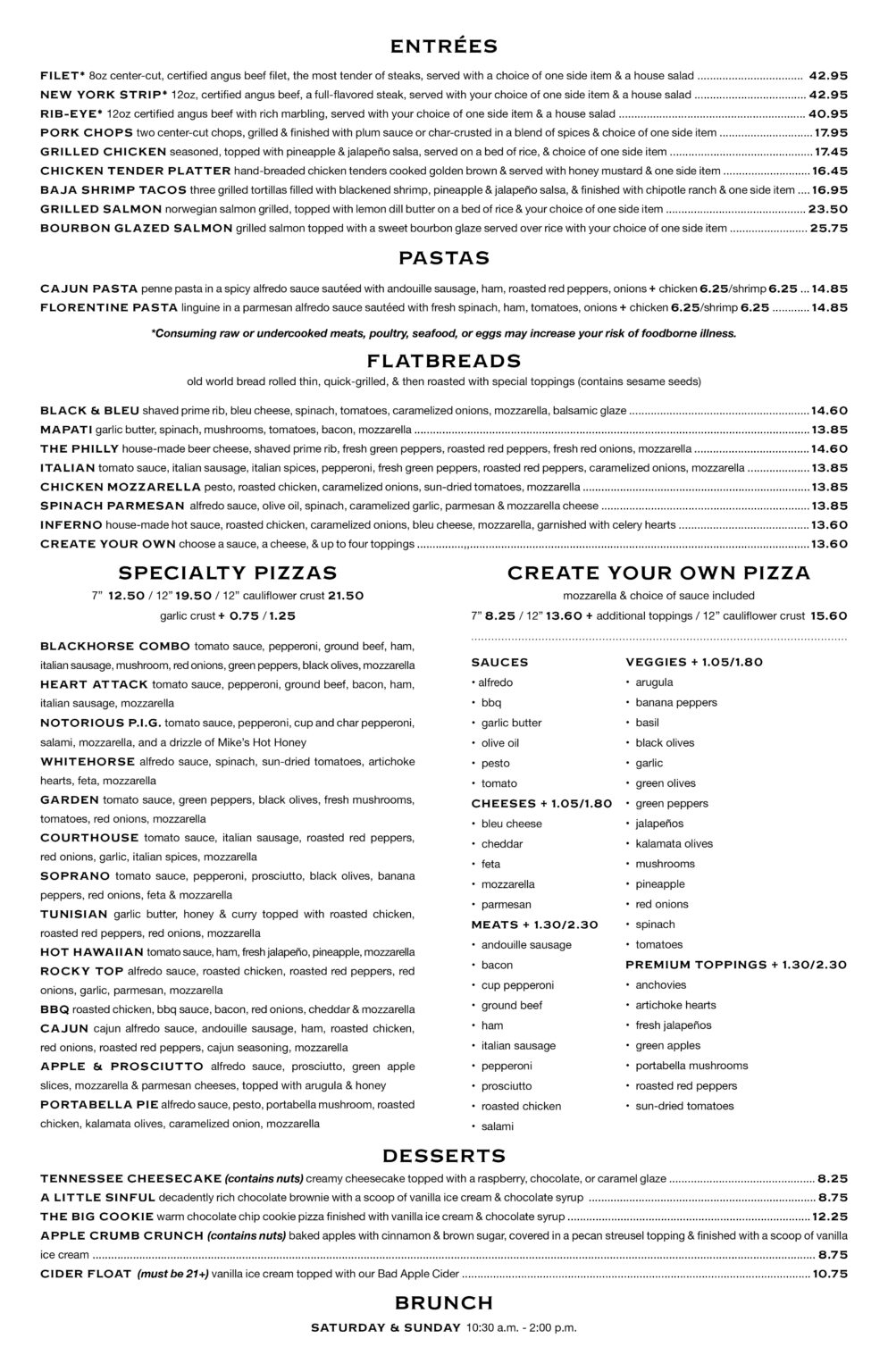 Clarksville Menu - Blackhorse